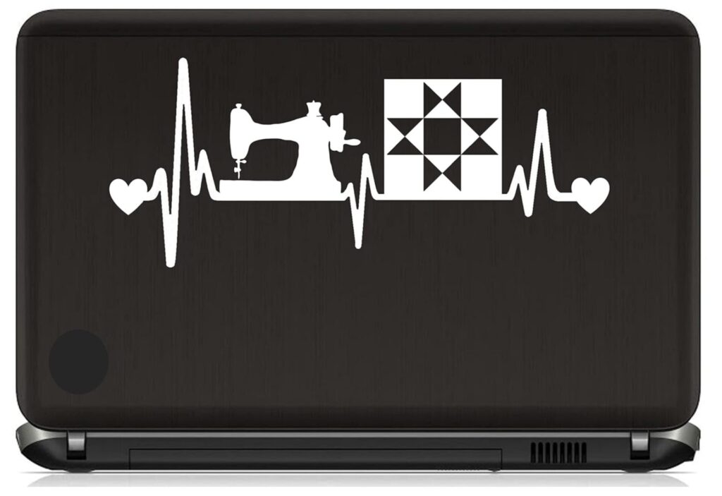 Window Decal – Sewing Machine – Quilt Block – Heart Beat | Quiltblox.com