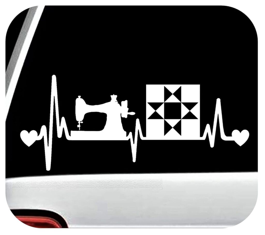 Window Decal – Sewing Machine – Quilt Block – Heart Beat | Quiltblox.com
