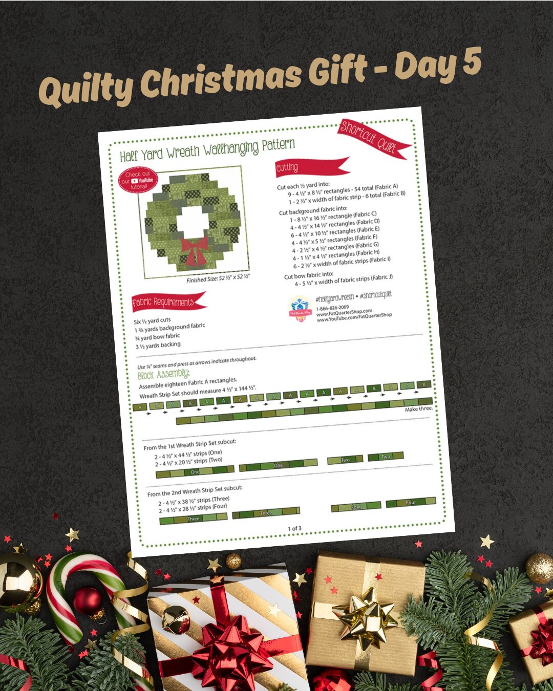 Quilty Christmas Gift – Day 5: Half Yard Wreath | Quiltblox.com
